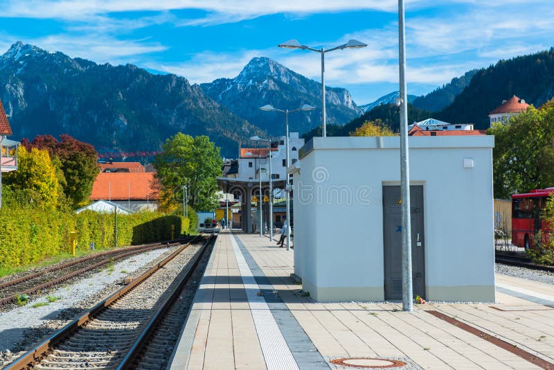 Railway in Fussen, Germany stock image. Image of destination - 35093551