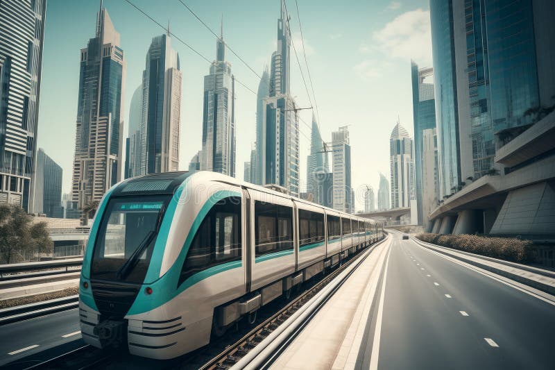 Railway Glass Skyscrapers. Generate Ai Stock Illustration ...