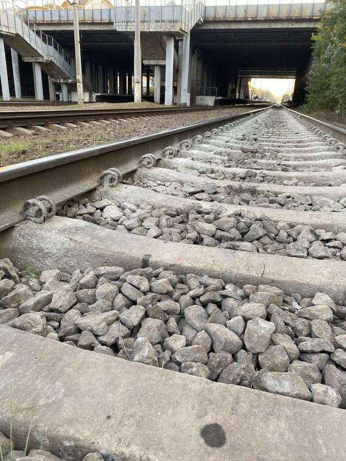 Railway Going Under the Bridge in the City Stock Image - Image of rock ...