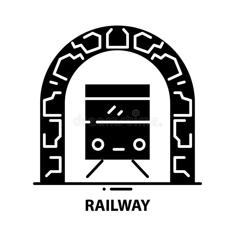 Railway Icon, Black Vector Sign with Editable Strokes, Concept ...