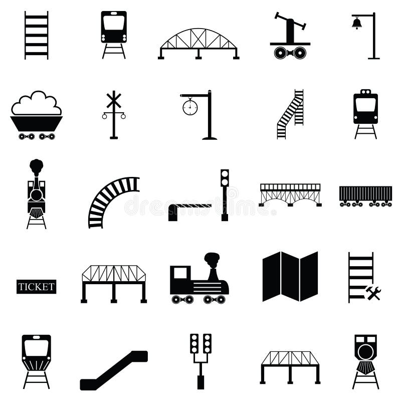 Railway icon set stock illustration. Illustration of cargo - 102685271