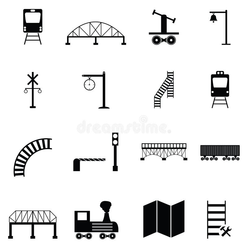 Railway icon set stock illustration. Illustration of white - 102685400