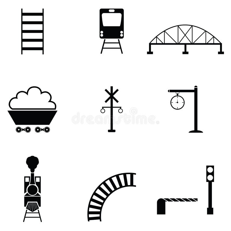 Railway icon set stock vector. Illustration of railway - 102685656