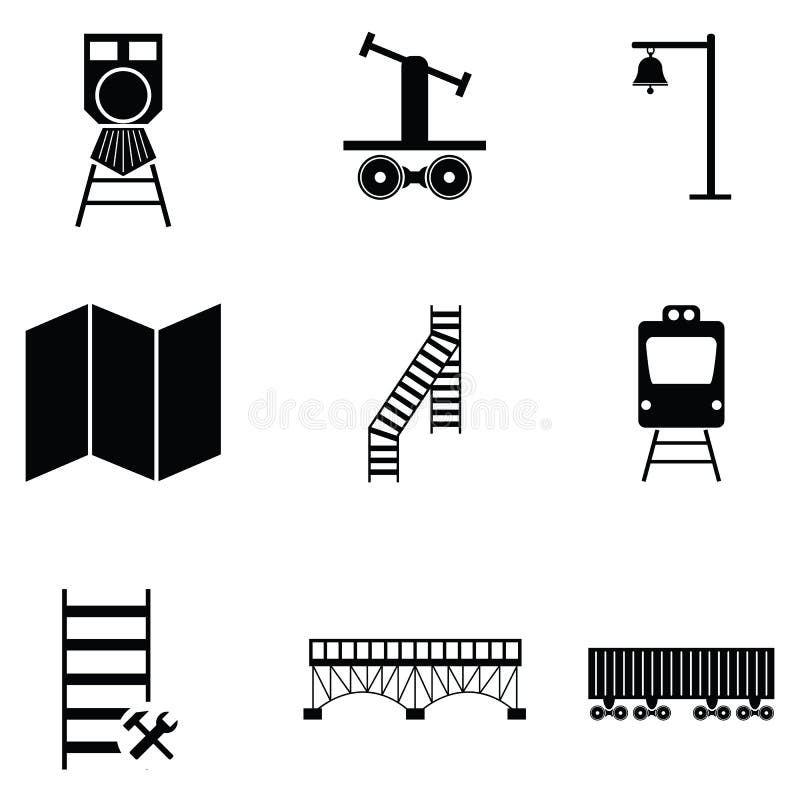 Railway icon set stock vector. Illustration of isolated - 102686031