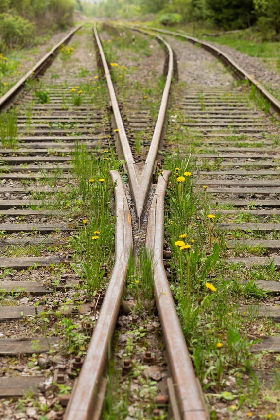 Railway Intersection. Choosing the Right Path Stock Image - Image of ...
