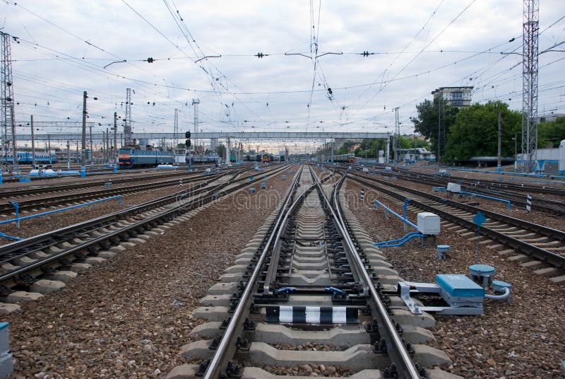 Railway junction. stock image. Image of railroad, destinations - 5586681