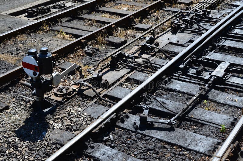 Railway Junction Points and Signal Lever. Stock Photo - Image of point ...