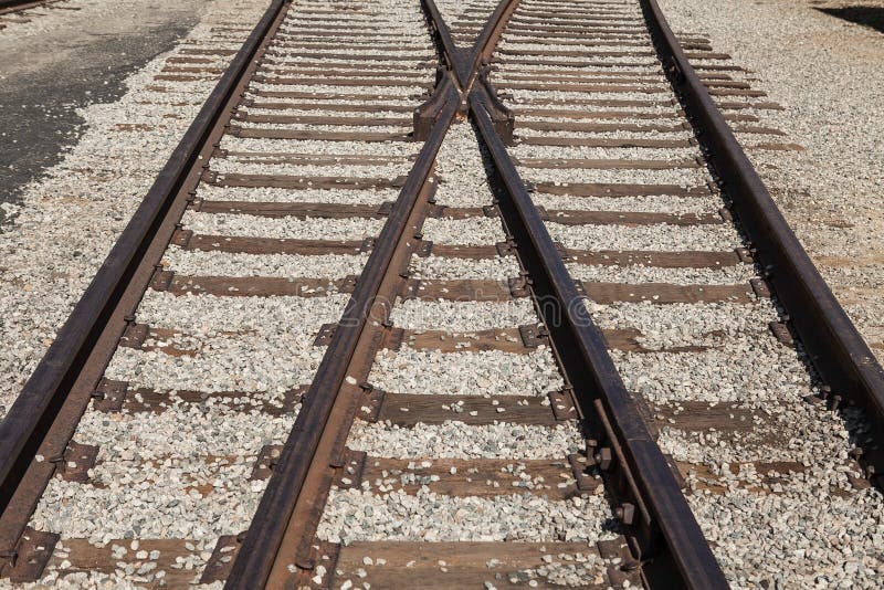 The Railway Junction. Railroad Rails Stock Photo - Image of landscape ...
