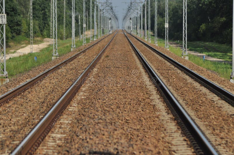 The Railway Line. Electric Traction. Tracks for Trains. Stock Photo ...