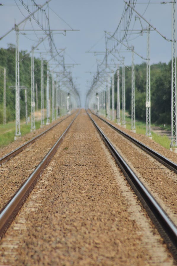The Railway Line. Electric Traction. Tracks for Trains. Stock Photo ...