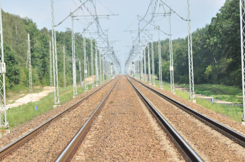 The Railway Line. Electric Traction. Tracks Stock Photo - Image of ...