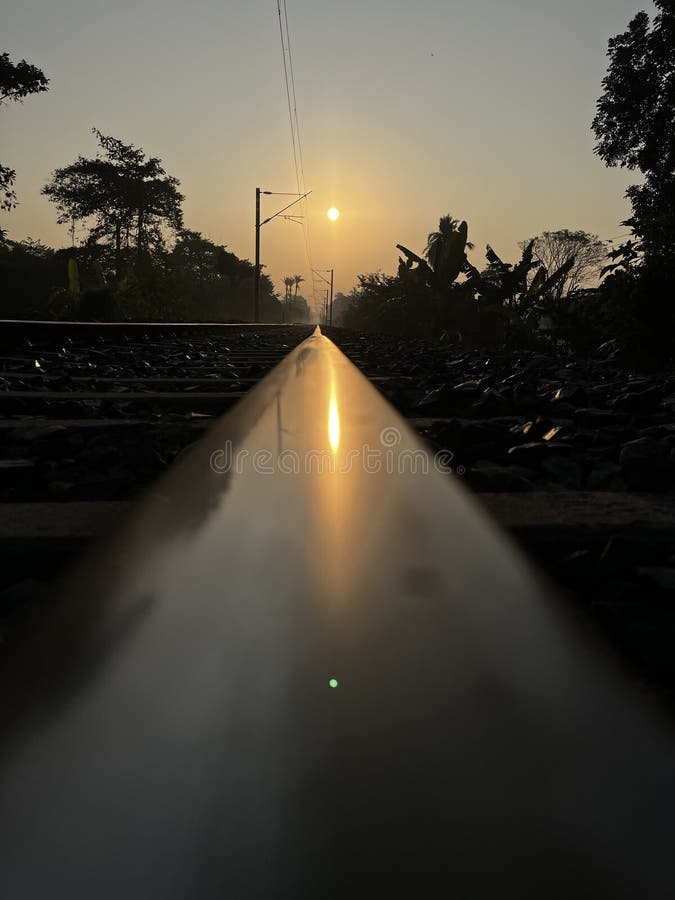 The Railway Line Goes Straight through the Station Stock Image - Image ...