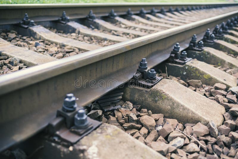 Railway Line with Its Elements, Detail, Ukraine Stock Image - Image of ...