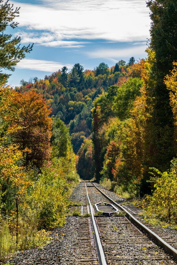 Railway Line Leads into Autumn Colors in Vermont Stock Photo - Image of ...