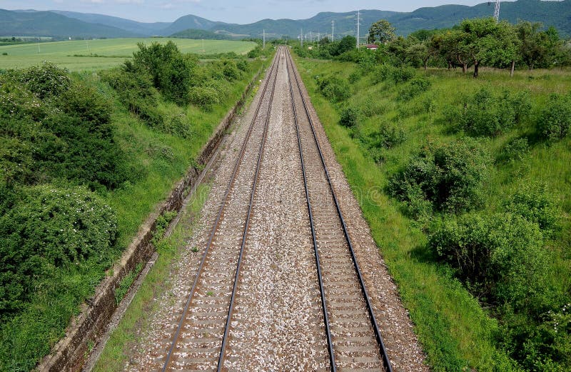 Railway line in nature stock image. Image of train, line - 94621067