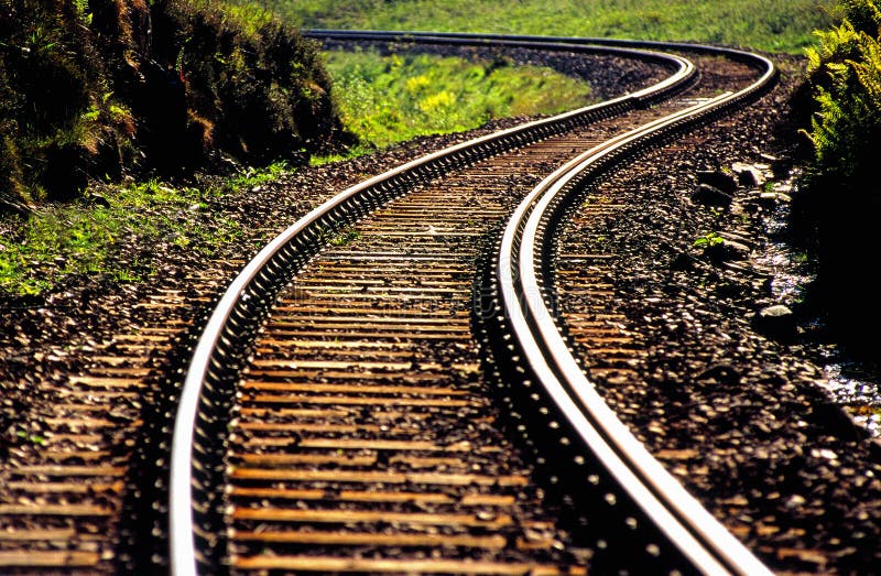 Railway Line Snaking into Distance Stock Photo - Image of abstract ...