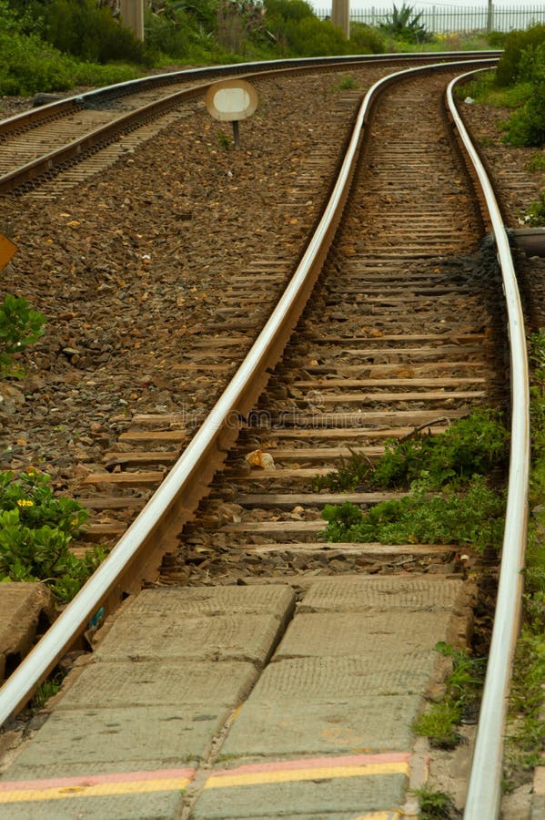 Railway Lines Disappear Around a Bend Stock Image - Image of tracks ...