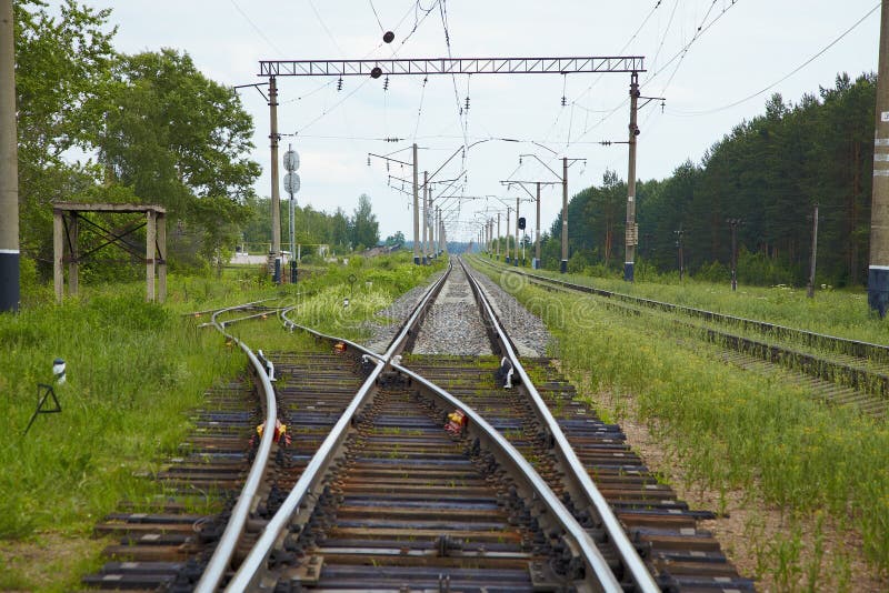 Railway lines with switch stock image. Image of skyline - 16534369
