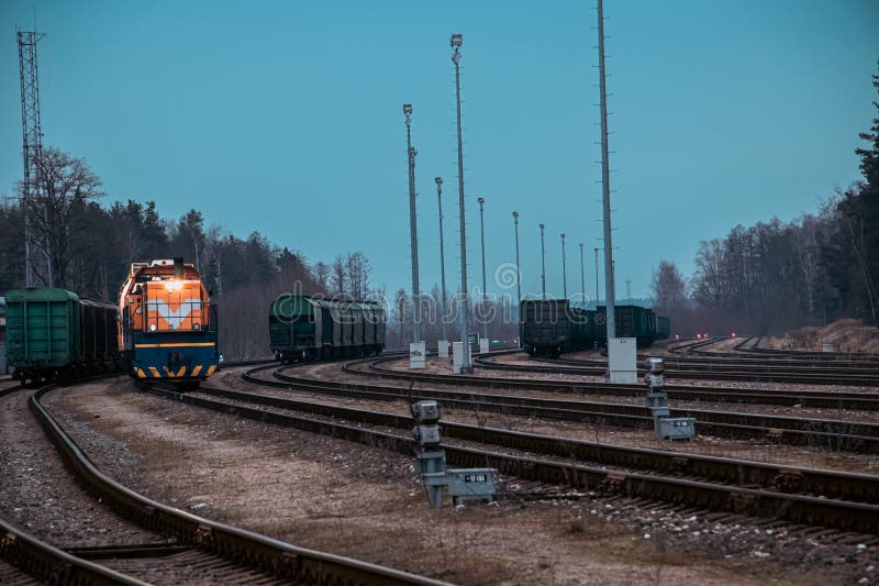 Railway Locomotive, Wagons on the Tracks, Logistics Stock Photo - Image ...