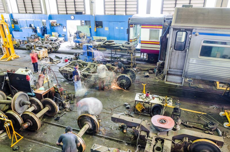 Railroad Repair Equipment At Crossing Stock Photo - Image of yellow ...