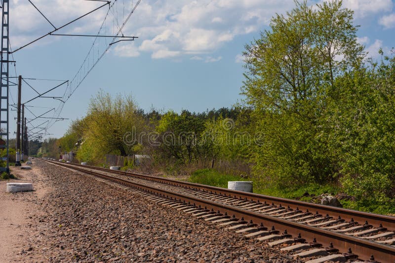 Railway in nature. stock photo. Image of natural, railroad - 71445152