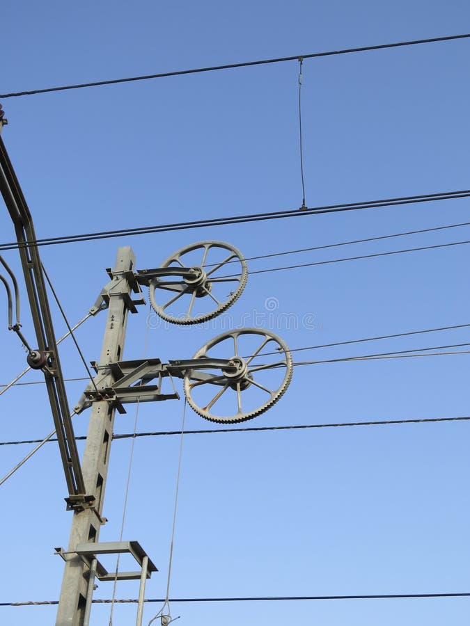 Railway Overhead Line Wheels Stock Photo - Image of connecting ...