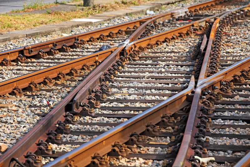 Railroad Splitting - Rail Tracks Split Stock Photo - Image of doubt ...