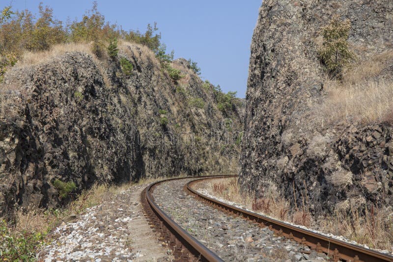 Railway Passes through Narrow Gorge Stock Image - Image of construction ...