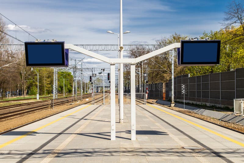 Railway Platform in the Center are Two Screens. Stock Photo - Image of ...