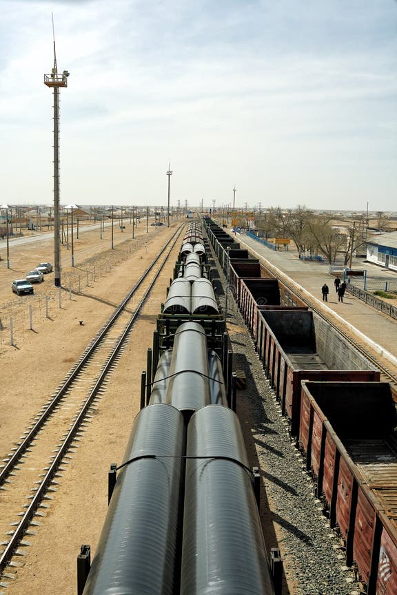Railway Platform Laden Pipes. Stock Image - Image of freight, cargo ...