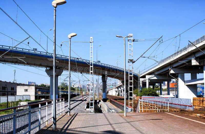 Railway Platform at the Overpass Stock Photo - Image of industrial ...