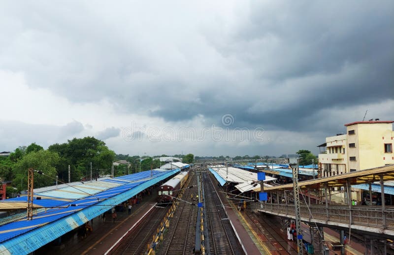 Railway Platform Status in a Rainy Day Stock Image - Image of outdoors ...
