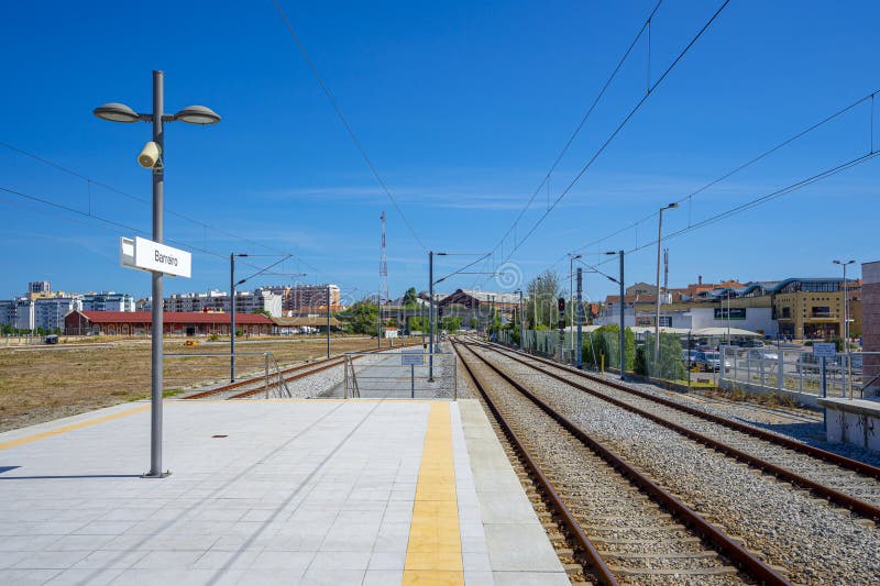 Railway Platform of the Train Terminal Station in the City of Barreiro ...