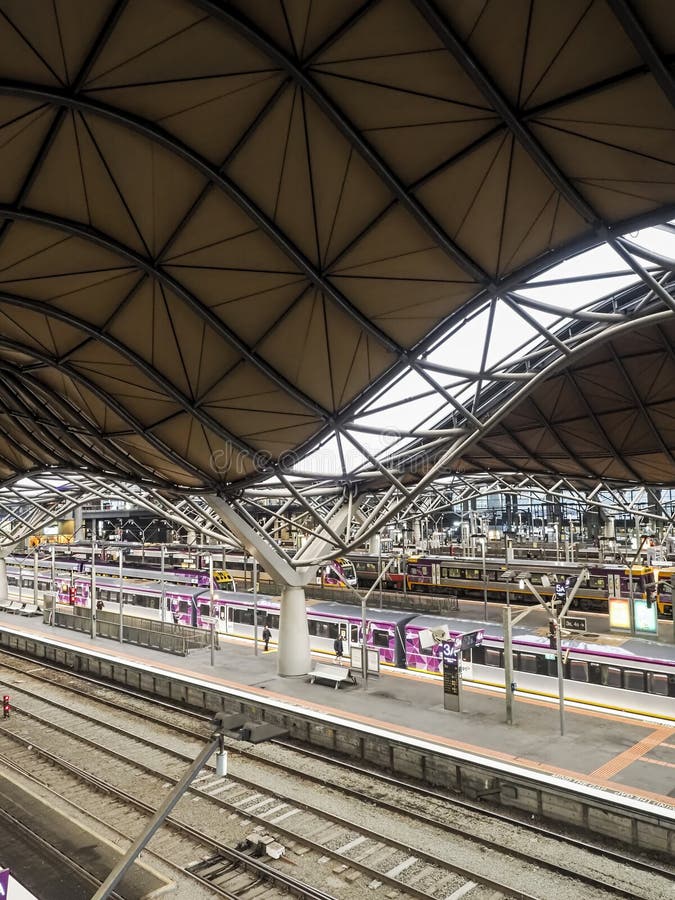 Railway Platforms Viewed from Elevated Vantage Point Editorial ...