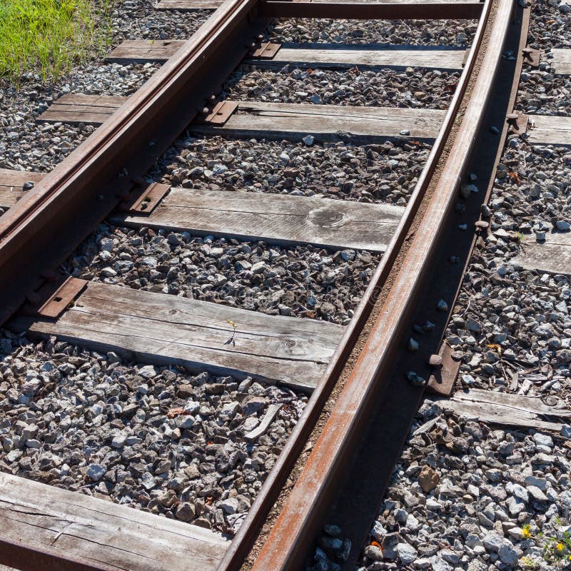 Railway Rail Road Track Disappearing Around a Curve Stock Image - Image ...