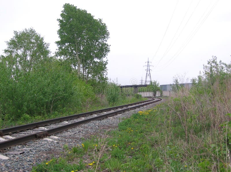 Railway Rails Bend for Freight Train Road Stock Image - Image of train ...