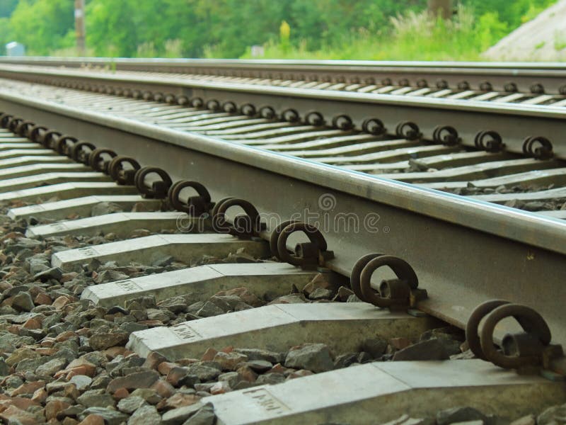 Railway Rails and Sleepers Close-up Stock Photo - Image of station ...