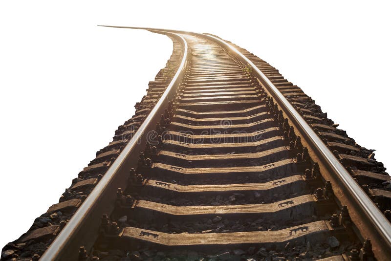 Railway Rails and Sleepers in Isolation Against White Background Stock ...