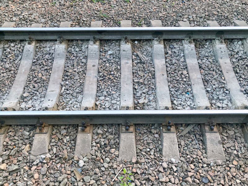 Railway Rails and Sleepers View from Above Up Close Stock Photo - Image ...