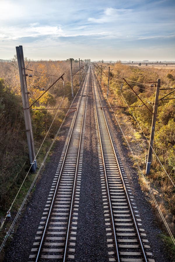 Railway Rails of Stretching into the Distance Stock Image - Image of ...