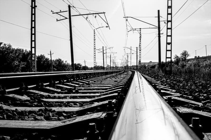 Railway, rails structure, stock photo. Image of black - 187708122
