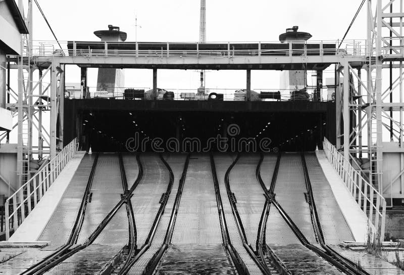 Railway Ramp for Loading Industrial Ro-Ro Ships Stock Image - Image of ...