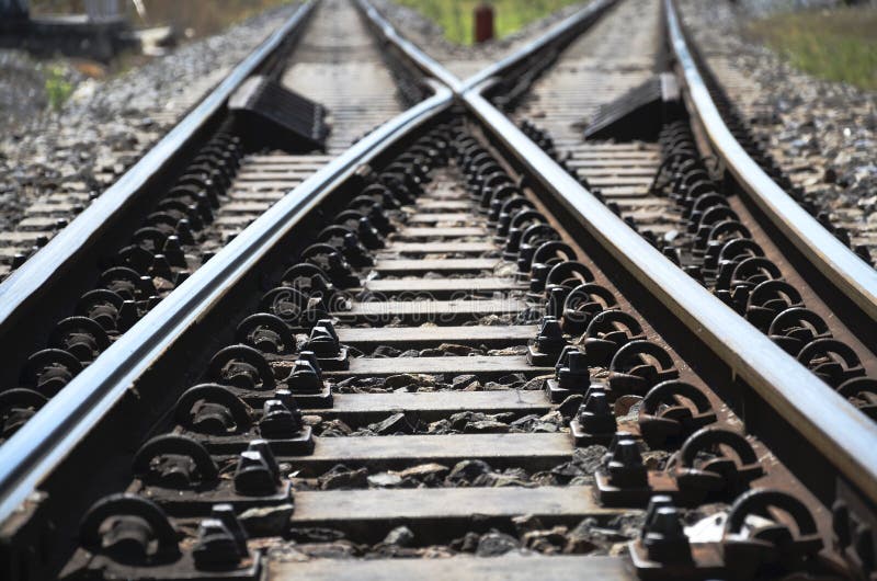 Railroad Splitting - Rail Tracks Split Stock Photo - Image of doubt ...