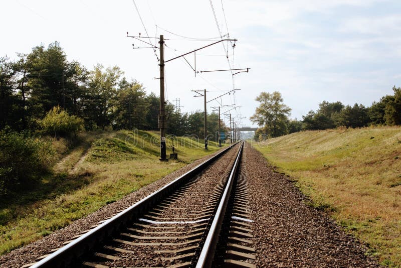 Railway road stock photo. Image of railway, grass, direction - 111489470