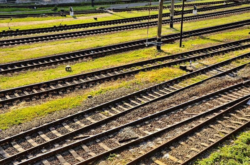 Railroad track rails stock image. Image of curve, nature - 158961879
