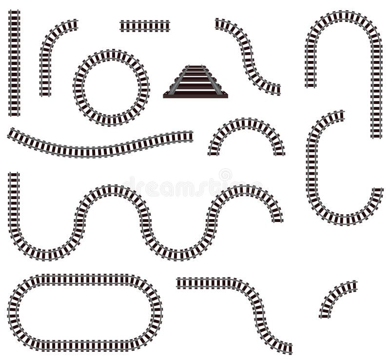 Railway Road, Set of Various Parts of the Railway Isolated on a White ...