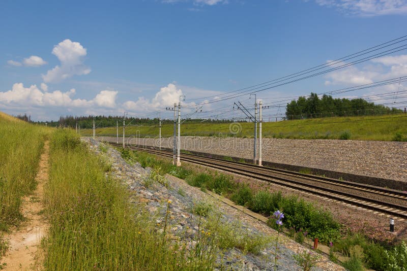 Railway stock photo. Image of train, scenery, sunny, faraway - 46727282