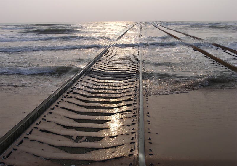 Railway in the sea stock image. Image of reach, exploiture - 4259849