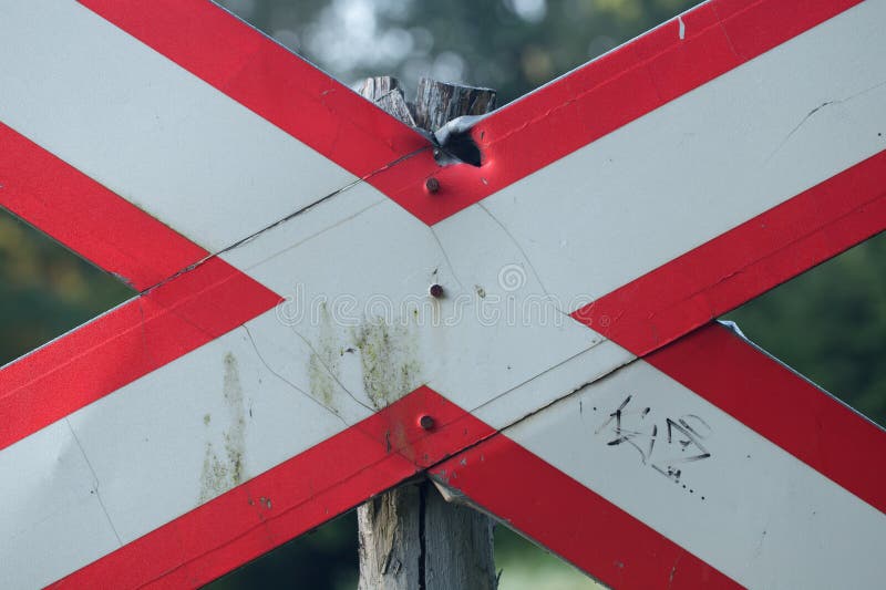 Railway Sign, Safe Crossing of the Railway Track Stock Photo - Image of ...