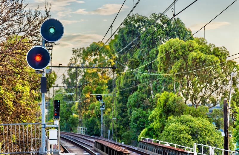 Railway Signal in Melbourne, Australia Stock Image - Image of city ...